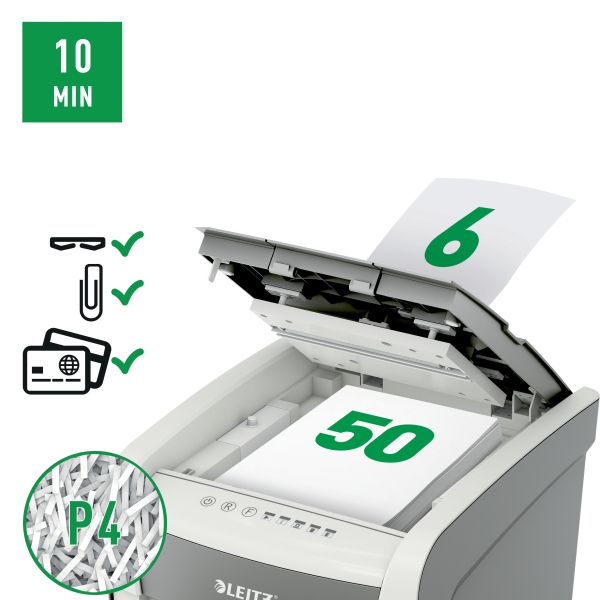 Leitz IQ Autofeed Small Office 50 Automatic P4 Paper Shredder - Office Aid